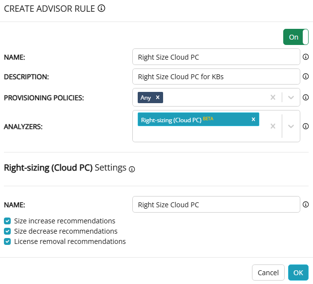 Rules: Right-sizing Cloud PC – Nerdio Manager for Enterprise